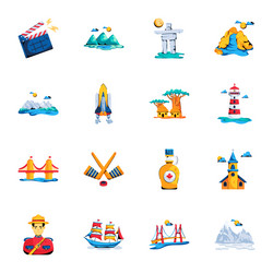 Bundle of famous landmarks flat icons Royalty Free Vector