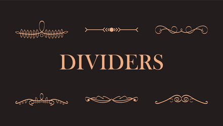 Lettering in bundle six elegant dividers set Vector Image