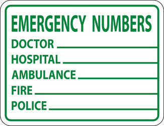Emergency phone numbers label sign on white Vector Image