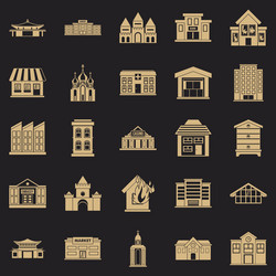 Land development icons set simple style Royalty Free Vector