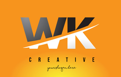 Mk m k letter modern logo design with yellow Vector Image