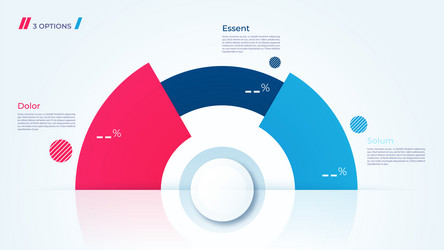 Circle chart template with 3 options Royalty Free Vector