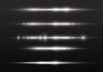 Horizontal light rays glow white line beams Vector Image