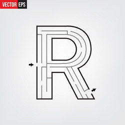 Letter r shape maze labyrinth with one way Vector Image
