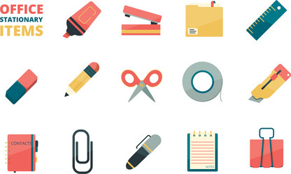 Office and school supplies stationary Royalty Free Vector