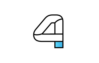 Number 4 in blue and orange color for logo icon Vector Image