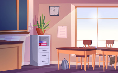 Isometric school interior building with various Vector Image