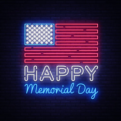 Happy memorial day neon sign signboard Royalty Free Vector