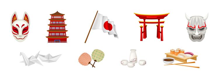 Japan traditional object and famous symbols Vector Image