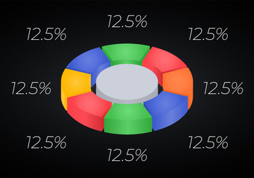 3d donut chart infographic concept with seven Vector Image