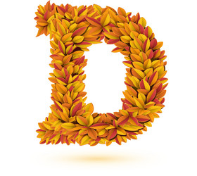 Letter p alphabet of green leaves Royalty Free Vector Image