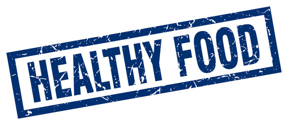 Square grunge blue healthy food stamp Royalty Free Vector