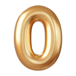 Number 0 zero sign in gold color realistic Vector Image
