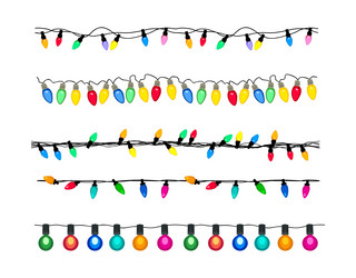 Light bulb garland square border christmas design Vector Image