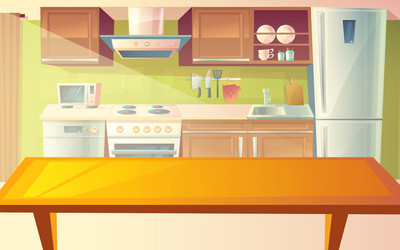 Cartoon set kitchen counter Royalty Free Vector Image