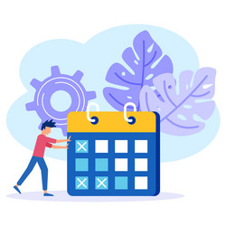 Character 2 business people make a schedule Vector Image