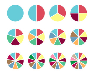Circle pie chart set colorful circle diagram icon Vector Image