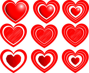 Heart set for valentine days red color Royalty Free Vector