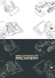 Colorful heavy loader blueprints Royalty Free Vector Image