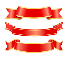 Three red ribbons with gold stripes Royalty Free Vector