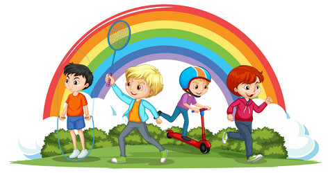 Happy children playing different sports Royalty Free Vector