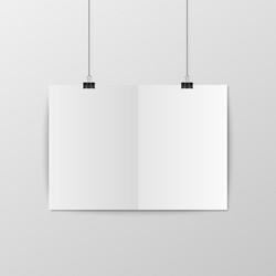 White sheet of paper folded in half handing Vector Image