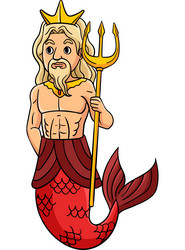 Mermaid and a merman playing colored cartoon Vector Image