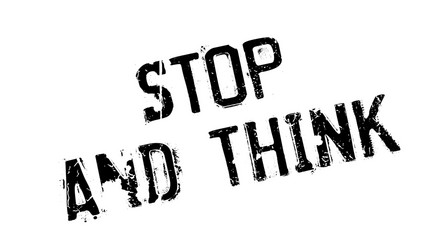 Stop and think rubber stamp Royalty Free Vector Image