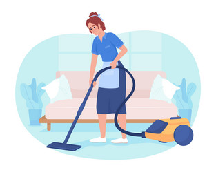Living room cleaning routine 2d isolated Vector Image