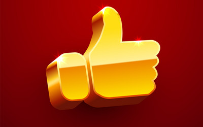 Golden like icon thumbs up approve symbol Vector Image