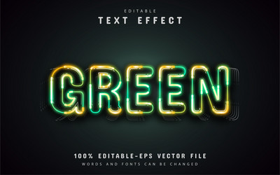 Green neon text effect Royalty Free Vector Image
