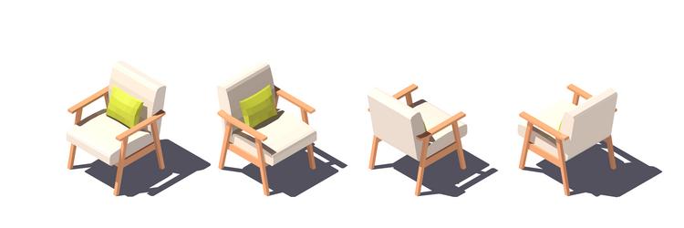 Isometric low poly chair Royalty Free Vector Image