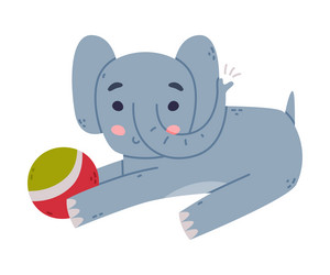 Funny blue elephant with large ear flaps and trunk