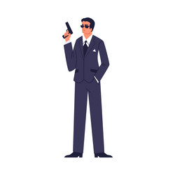 Special secret agent wearing dark cloak hat and Vector Image
