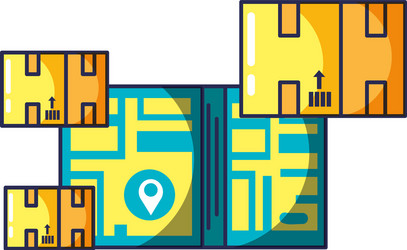 Box carton with map guide Royalty Free Vector Image