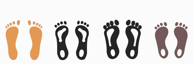 Footprint set icon shoe foot step Royalty Free Vector Image