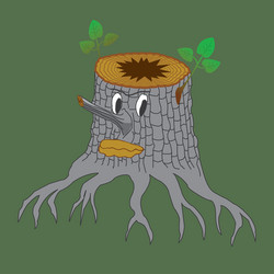 Tree stump monster cartoon color drawing Vector Image