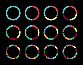 Circle pie chart set colorful circle diagram icon Vector Image