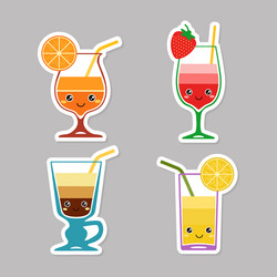 Cocktail character set cartoon Royalty Free Vector Image