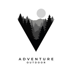 Landscape nature art in black and white Royalty Free Vector