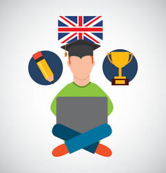 Learn english online icon Royalty Free Vector Image