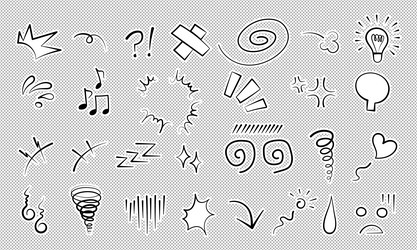 Manga or anime comic emoticon element graphic Vector Image