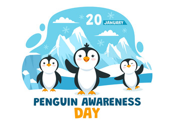 Penguin awareness day on 20 january with penguins Vector Image