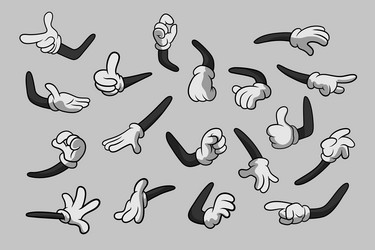Retro cartoon gloved hands gestures cartoon hands Vector Image
