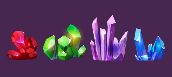 Crystal gem stones set magic precious colorful Vector Image