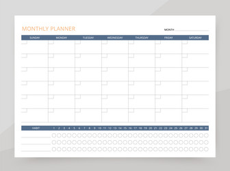Monthly planner template of timetable for month Vector Image