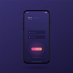 Sign up screen mobile app ui for registration Vector Image