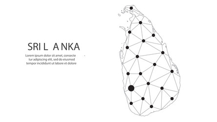 Sri lanka communication network map low poly Vector Image