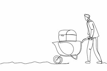 Single one line drawing happy rich businessman Vector Image