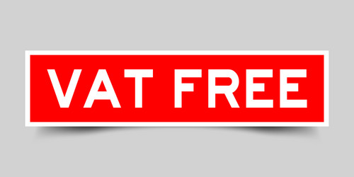 Red color peel sticker label with word vat free Vector Image